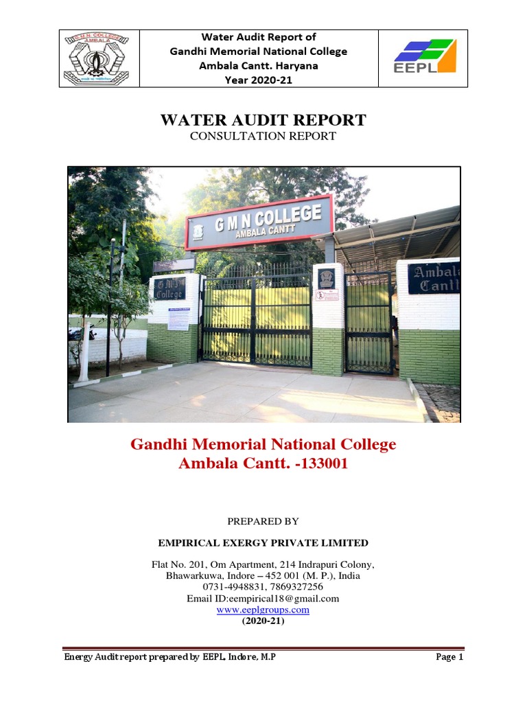 Water Audit Report 2020-21: GMN College | PDF | Water | Water Conservation