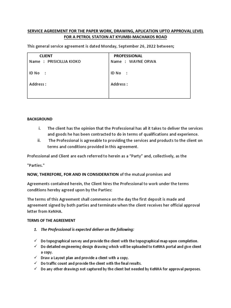 Service Agreement For The Paper Work | PDF | Confidentiality | Lawsuit