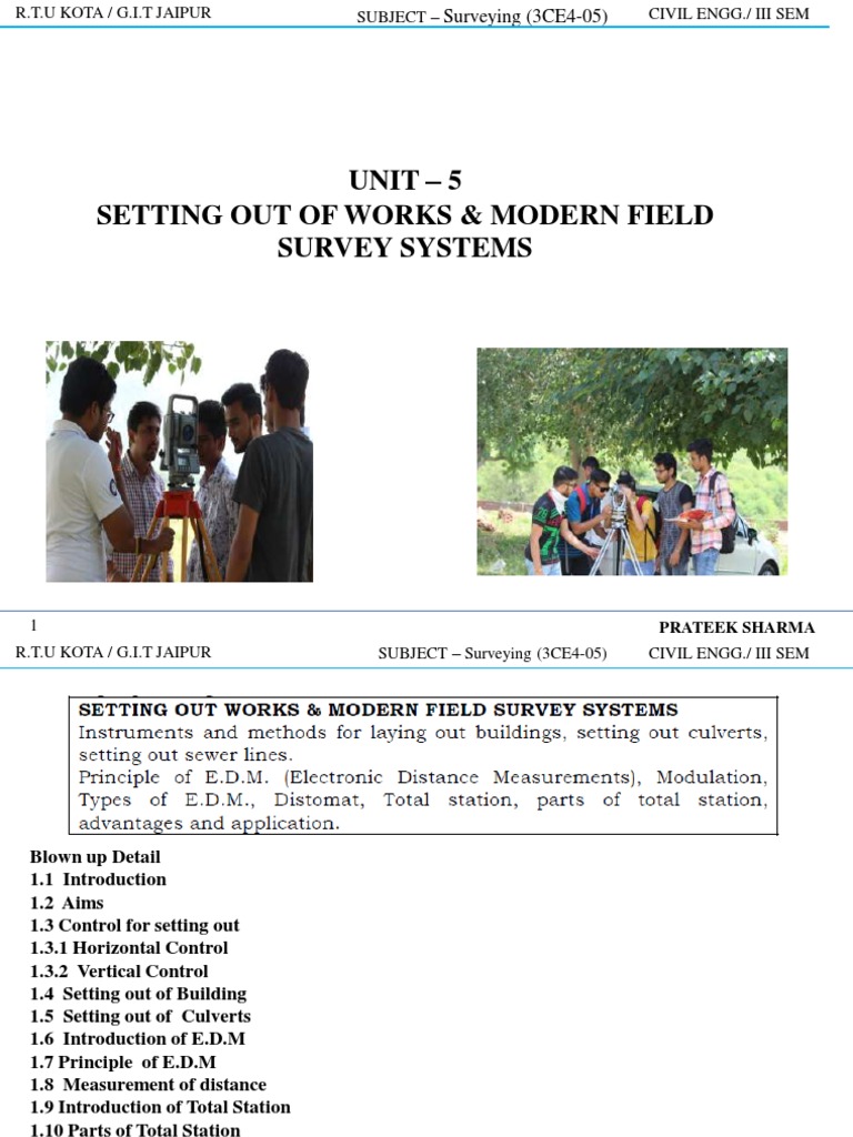 Setting Out Works and Modern Surveying Systems | PDF | Surveying