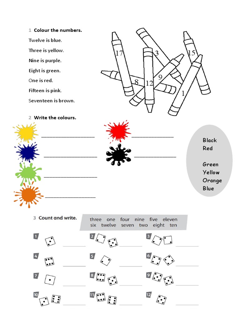 Test 1 - Barvy, Čísla Do 20 | PDF