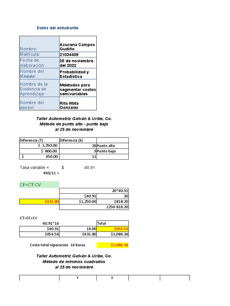 Campos Azucena Costos Semivariables | PDF | Metodología ...