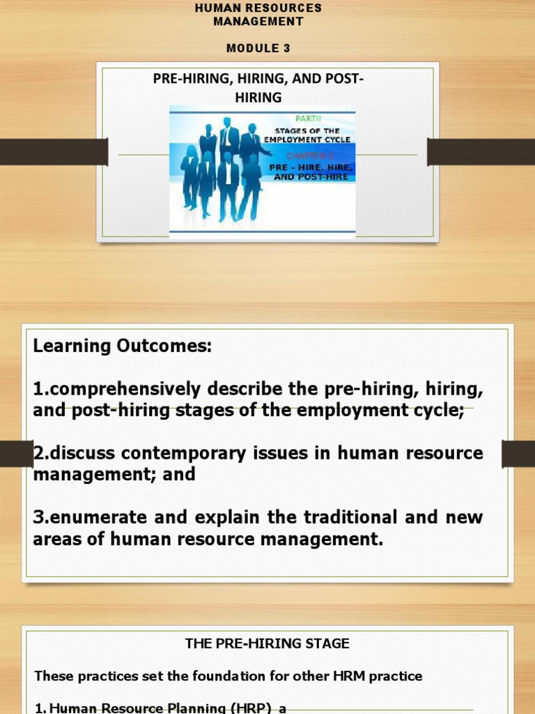 Pre-Hiring, Hiring, and Post-Hiring | PDF | Human Resource Management ...