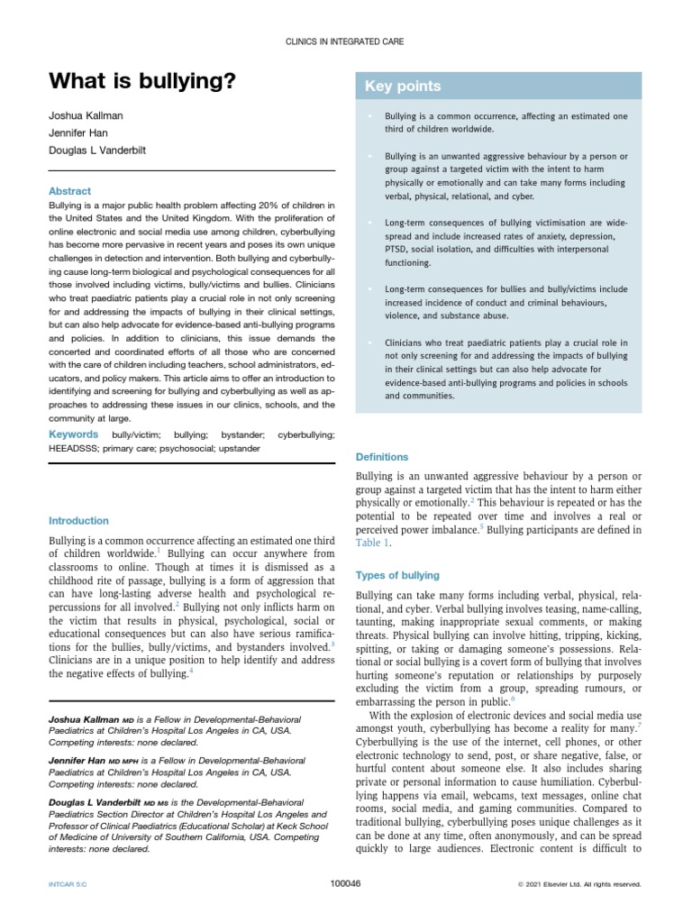 Kallman2021 (Jurnal Perundungan Atau Bullying) | PDF | Bullying | Cyberbullying