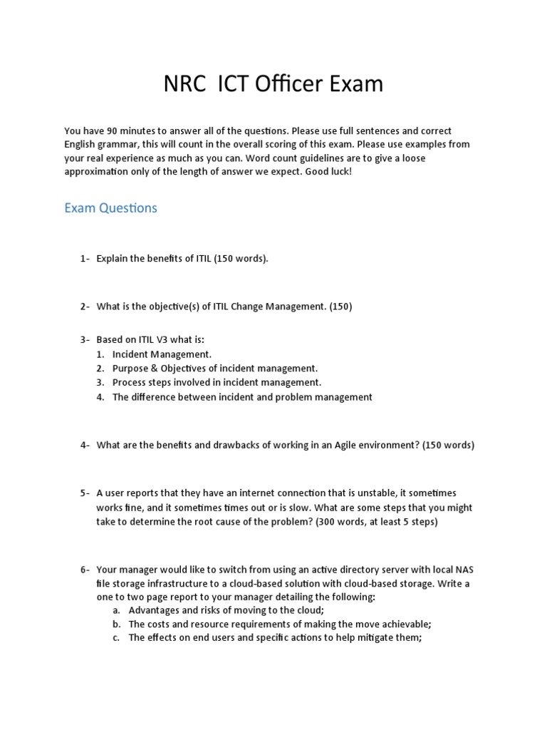 NRC ICT Officer Test | PDF