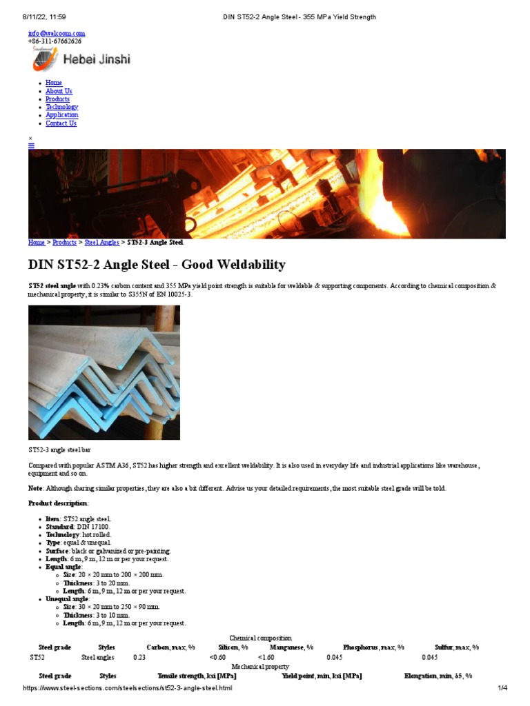 DIN ST52-2 Angle Steel | Download Free PDF | Steel | Strength Of Materials