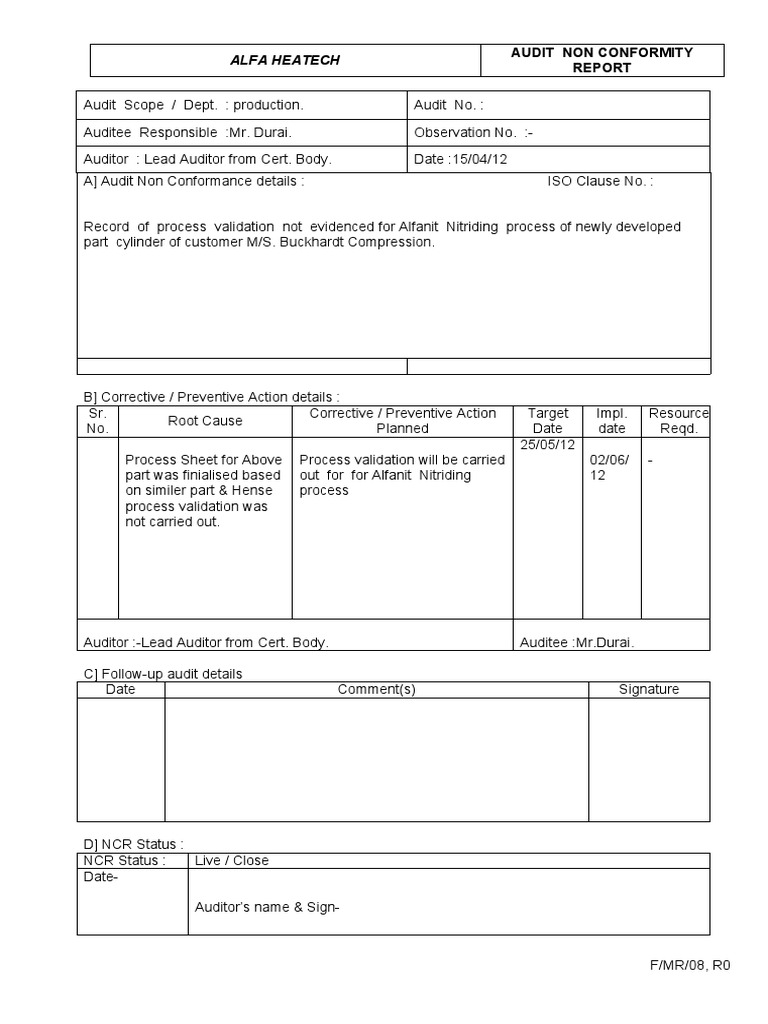 NC Rep Mr-08 Audit NC Report | PDF