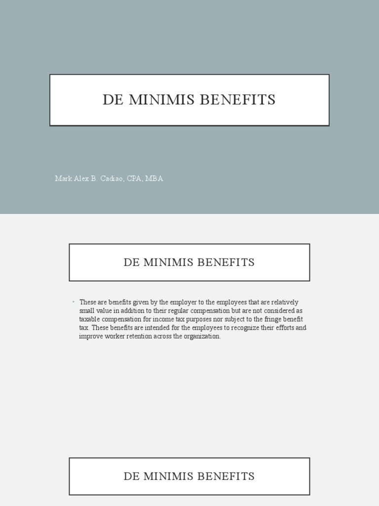 Understanding De Minimis Benefits | PDF