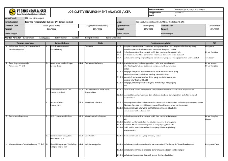 JSA Mobilization Unit BULDOZER | PDF