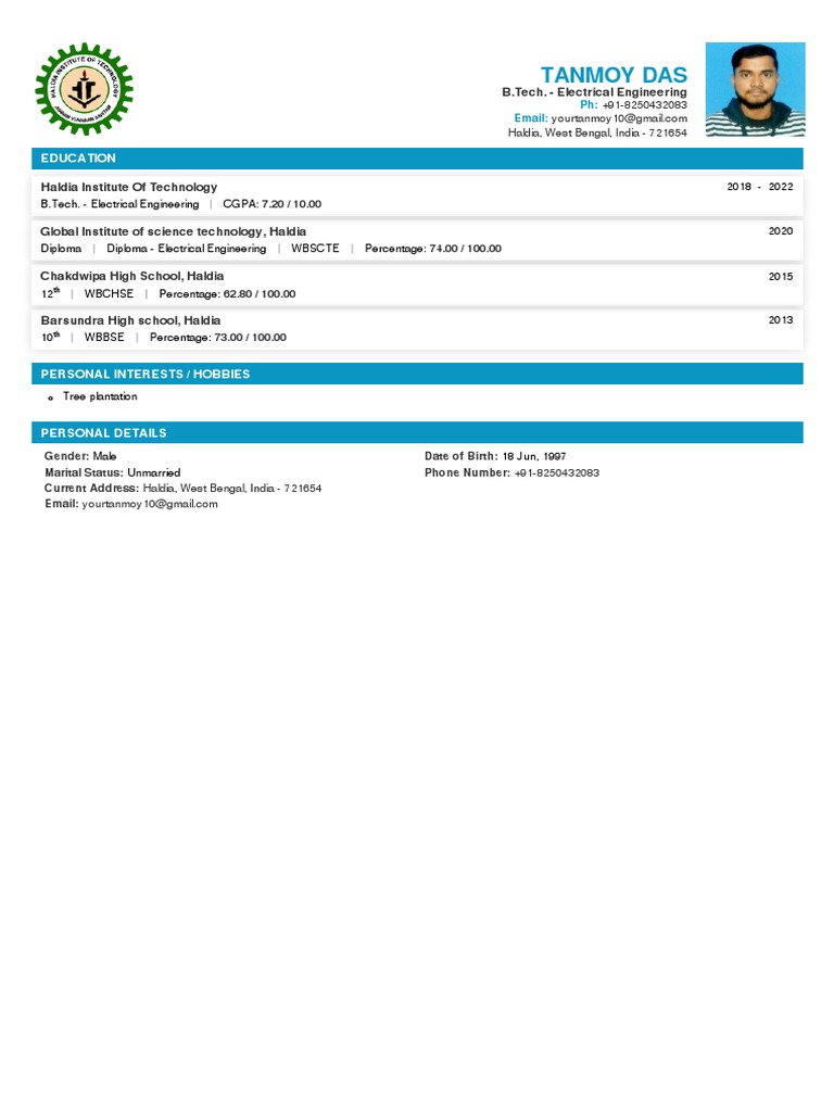 Tanmoy Das: Electrical Engineering CV | PDF