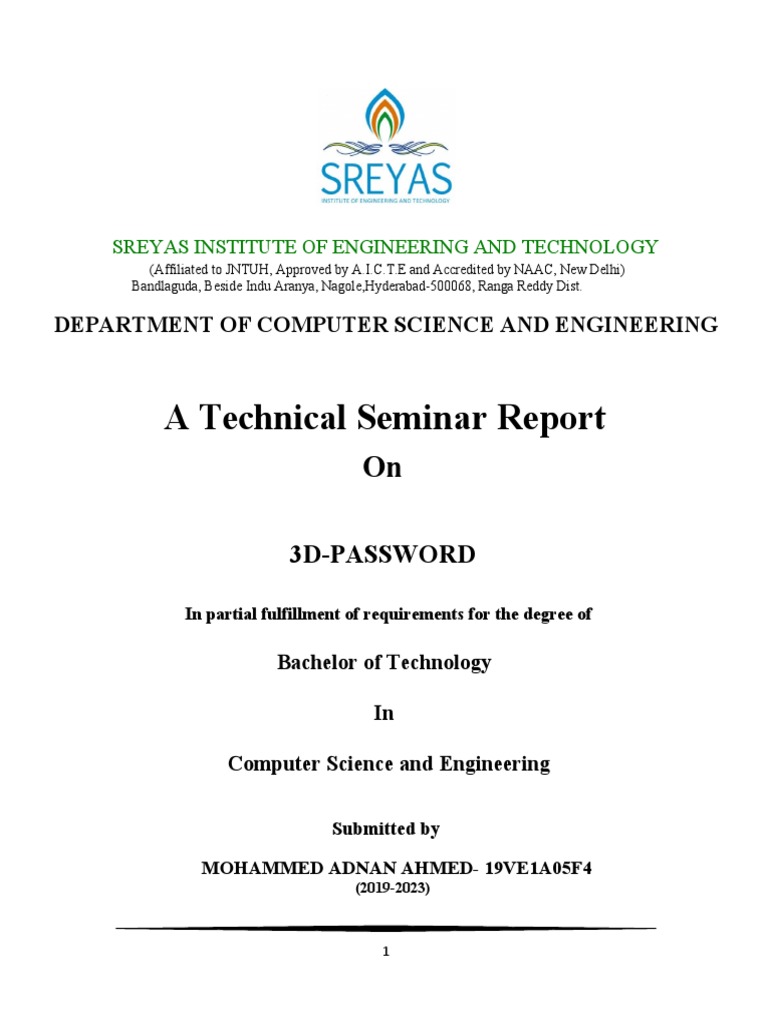 3d Password Report 1 | Download Free PDF | Password | Biometrics