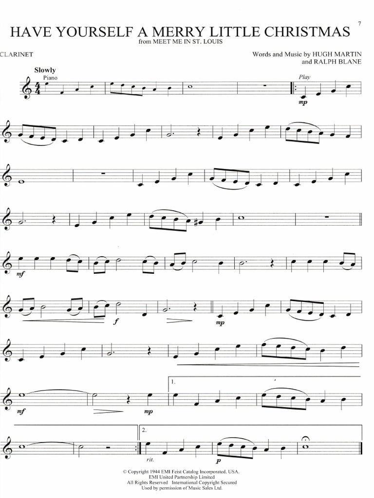 Clarinet - Have Yourself A Merry Little Christmas | PDF