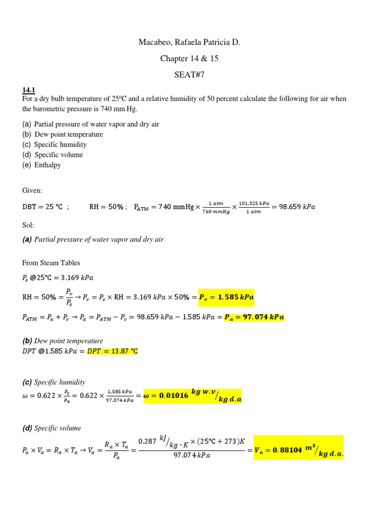 Macabeo Me150p E01 Hw1 Chapter14&15 | PDF | Humidity | Nature