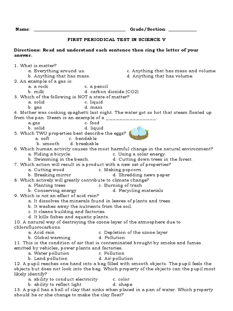 1st Periodic Test Science 5 | PDF | Reuse | Recycling