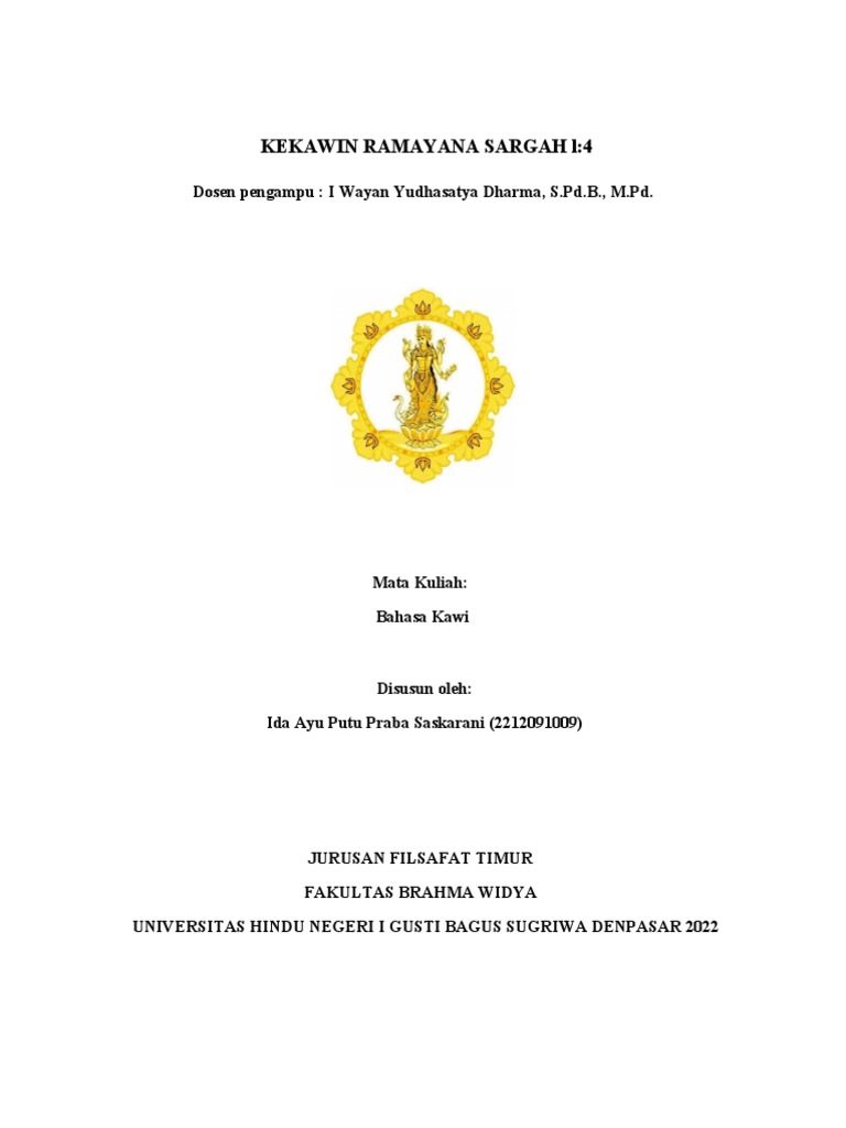 Kajian Kakawin Ramayana Sargah I:4 | PDF