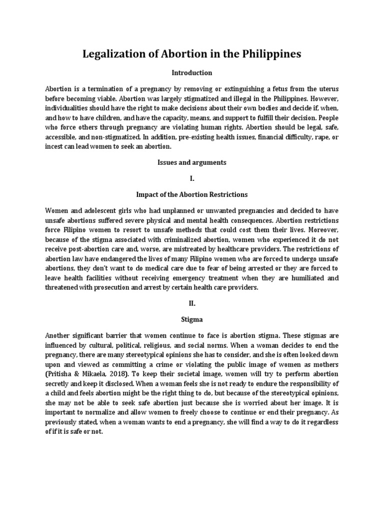 Legalization of Abortion in The Philippines | PDF | Abortion | Social ...