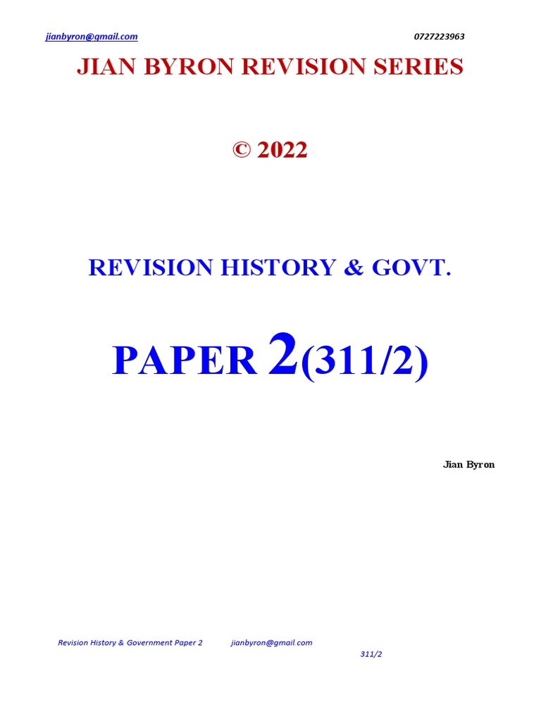 History Paper 2 Revision Booklet | PDF | Julius Nyerere | Tanzania