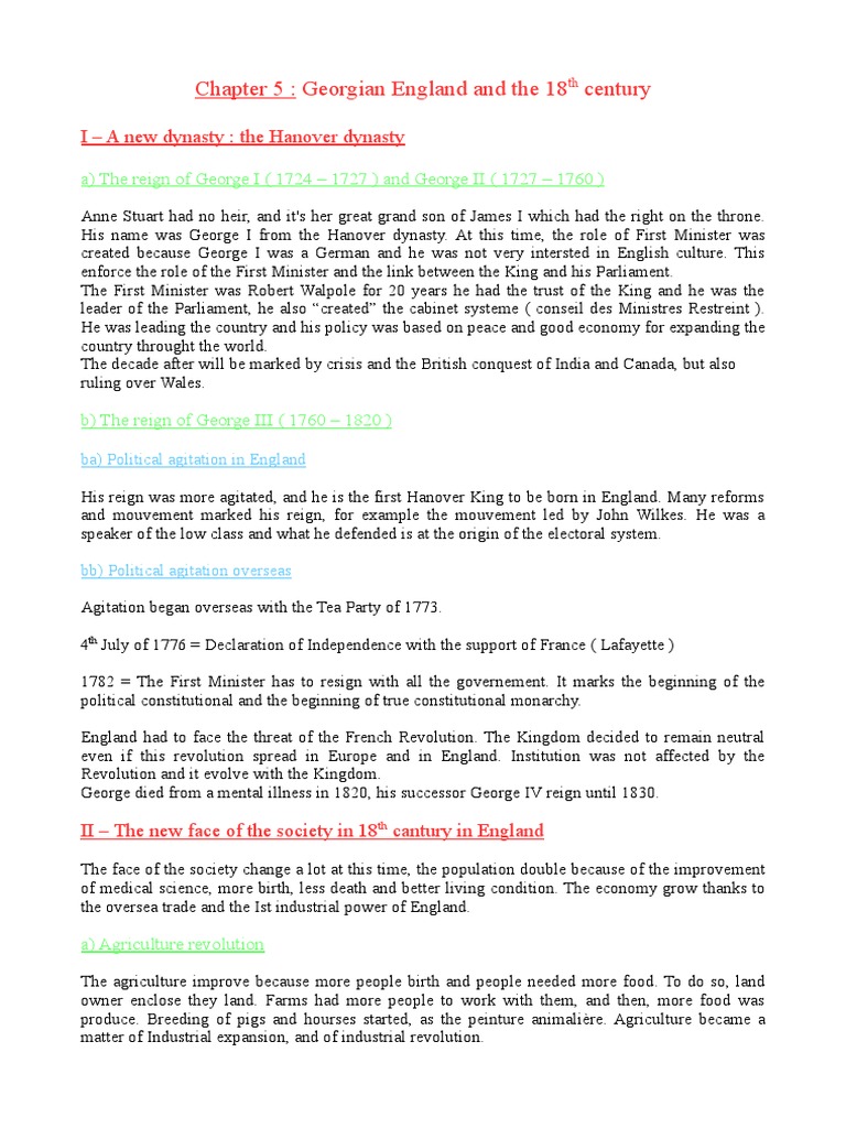 Chapitre 5 Georgian England and The 18th Century | PDF | First French ...