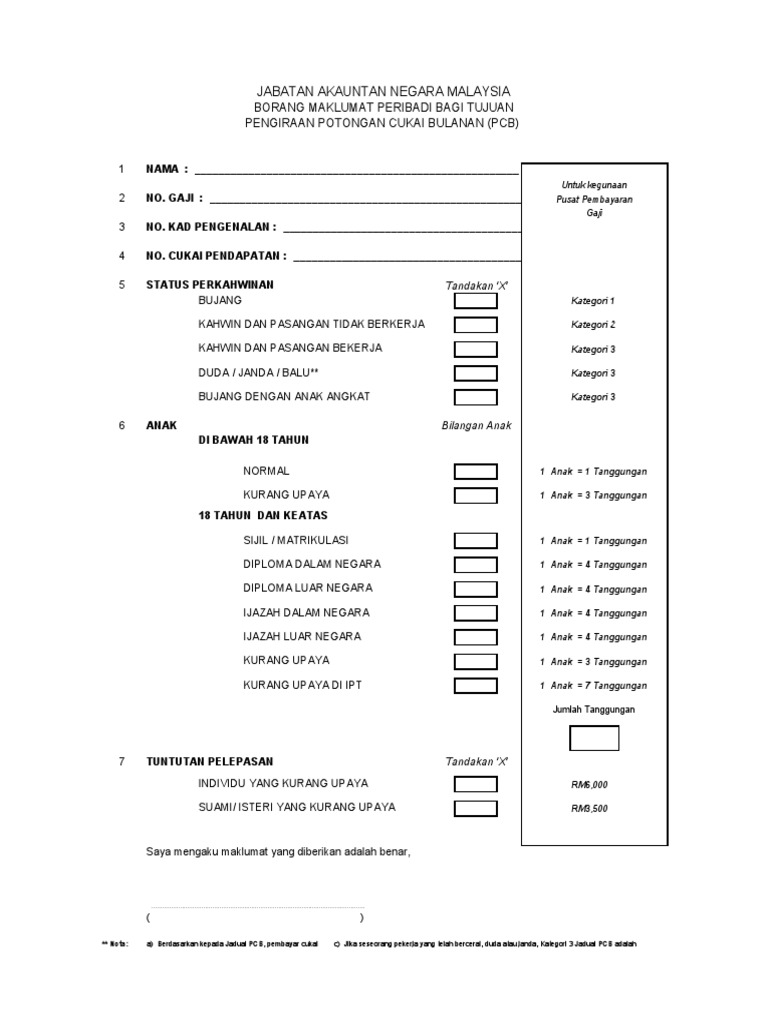 Lampiran A5 Borang Mengemas Kini Maklumat Peribadi Bagi Tujuan ...