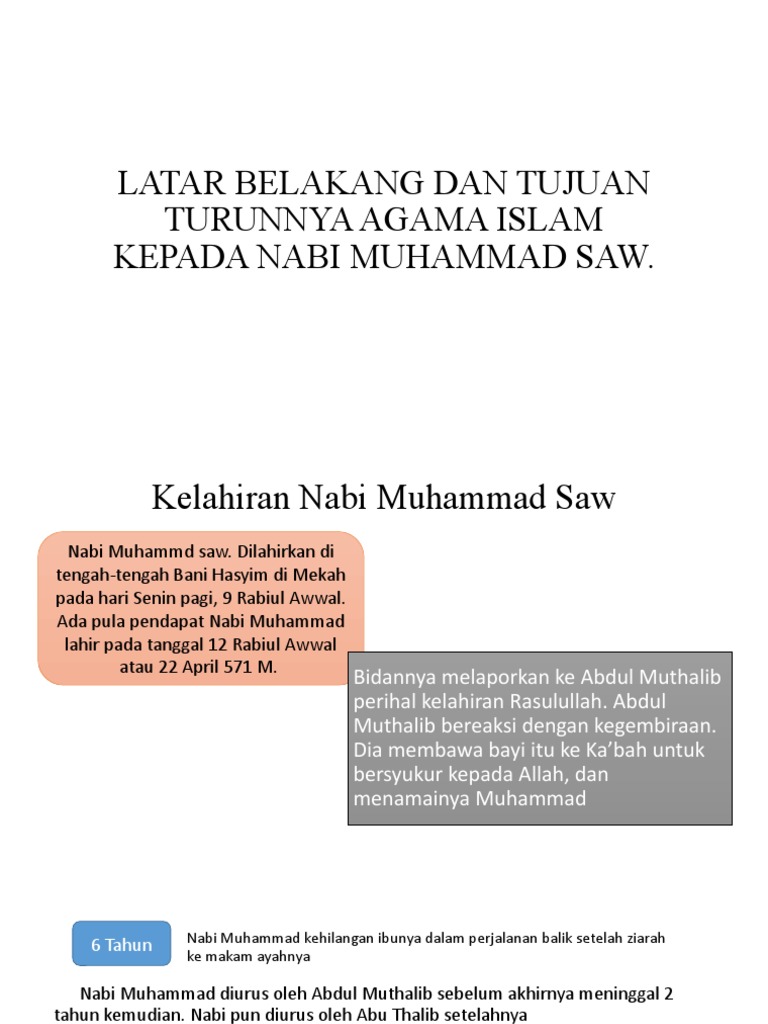 Latar Belakang Dan Tujuan Turunnya Agama Islam Kepada Nabi Muhammad Saw | PDF | Agama ...
