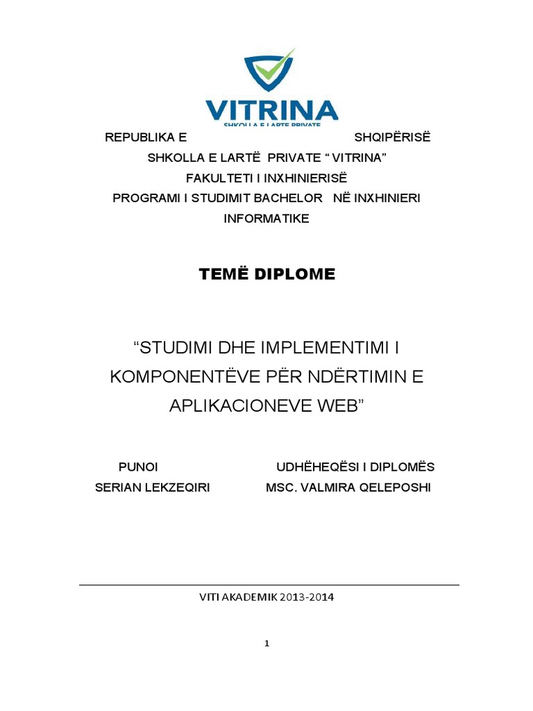 Serian Lekzeqiri Tema Diplome | PDF