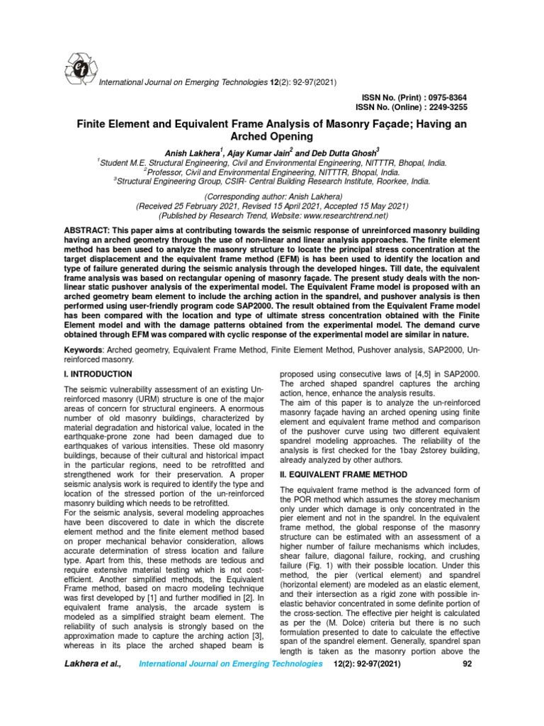 14 Finite Element and Equivalent Frame Analysis of Masonry Façade ...