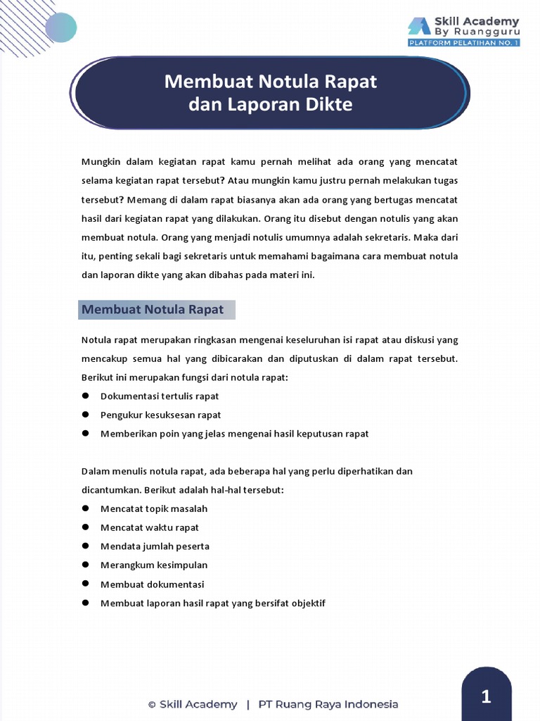 Membuat Notula Rapat Dan Laporan Dikte | PDF