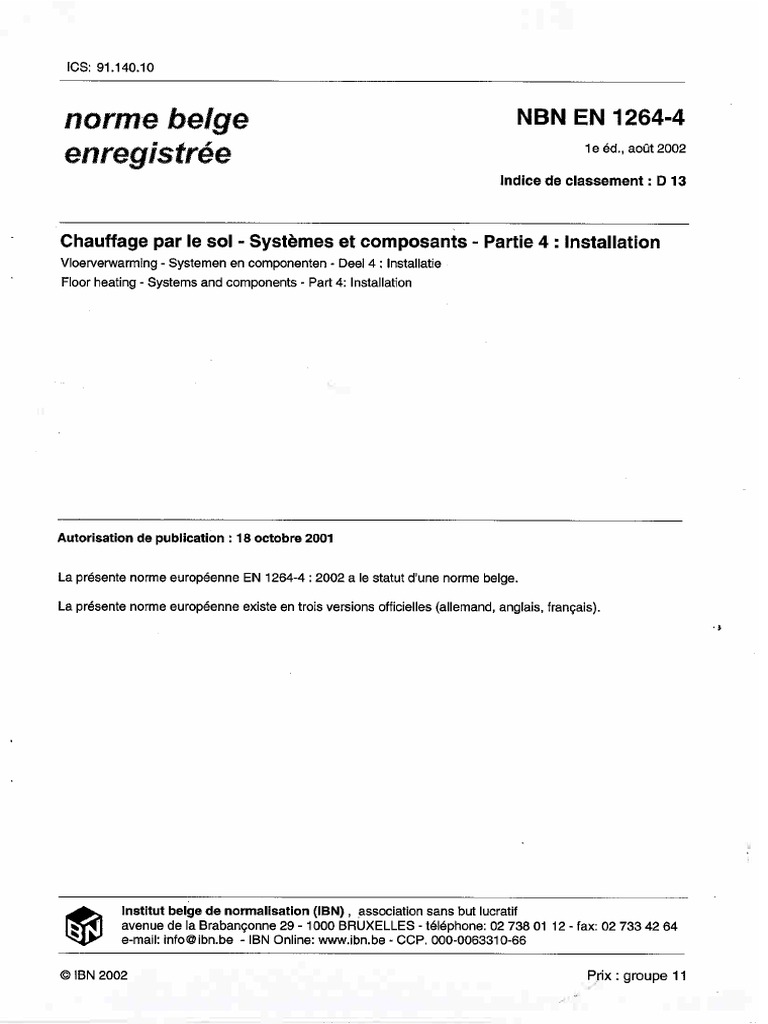 NBN en 1264-4 Chauffage Par Le Sol | PDF