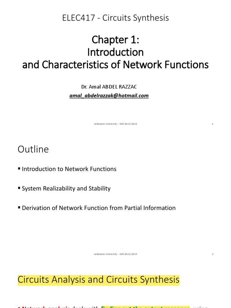 Chapter 1 - Network Function - Part 1 | PDF | Laplace Transform | Zero Of A Function