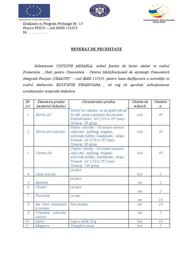 Referat de Necesitate Materiale Didactice (1) - 1 | PDF