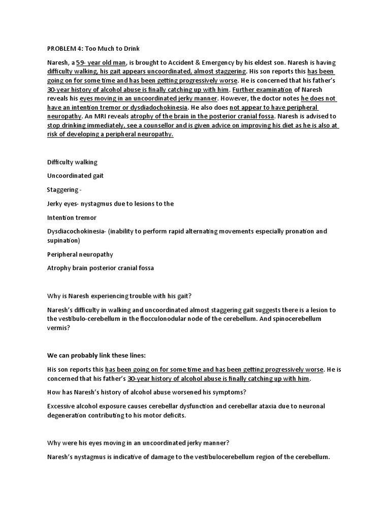 Naresh's Alcohol-Related Cerebellar Ataxia | PDF | Cerebellum | Central ...