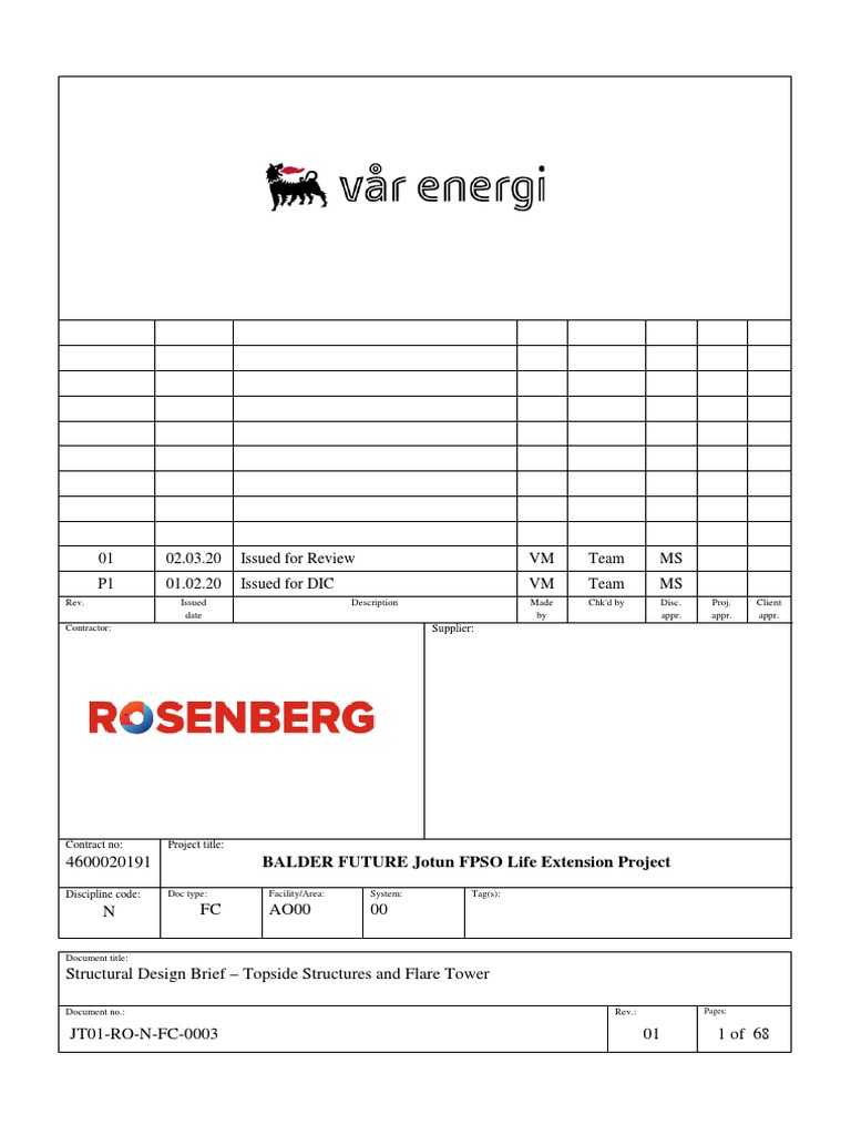 Structural Design Brief - Topside Structures and Flare Tower (6121tek - Jt01-Ro-n-fc-0003!1!01-2 ...