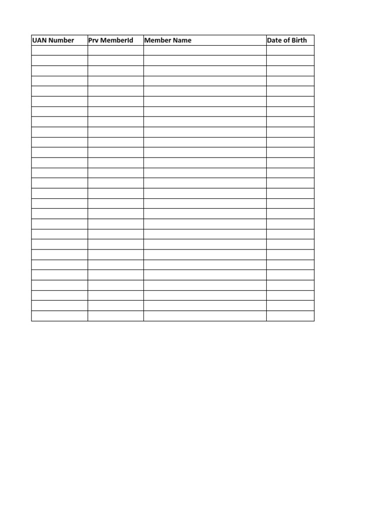 EPF Bulk Registration Excel Format Guide | PDF