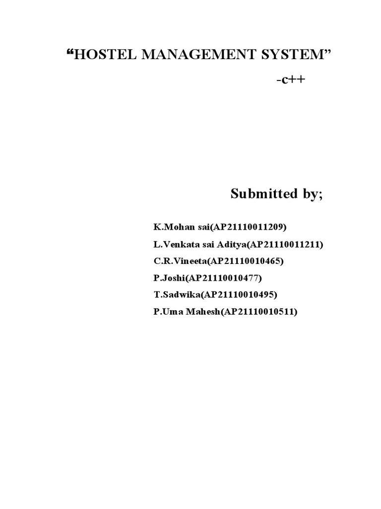 Hostel Management System (Group 11) | PDF