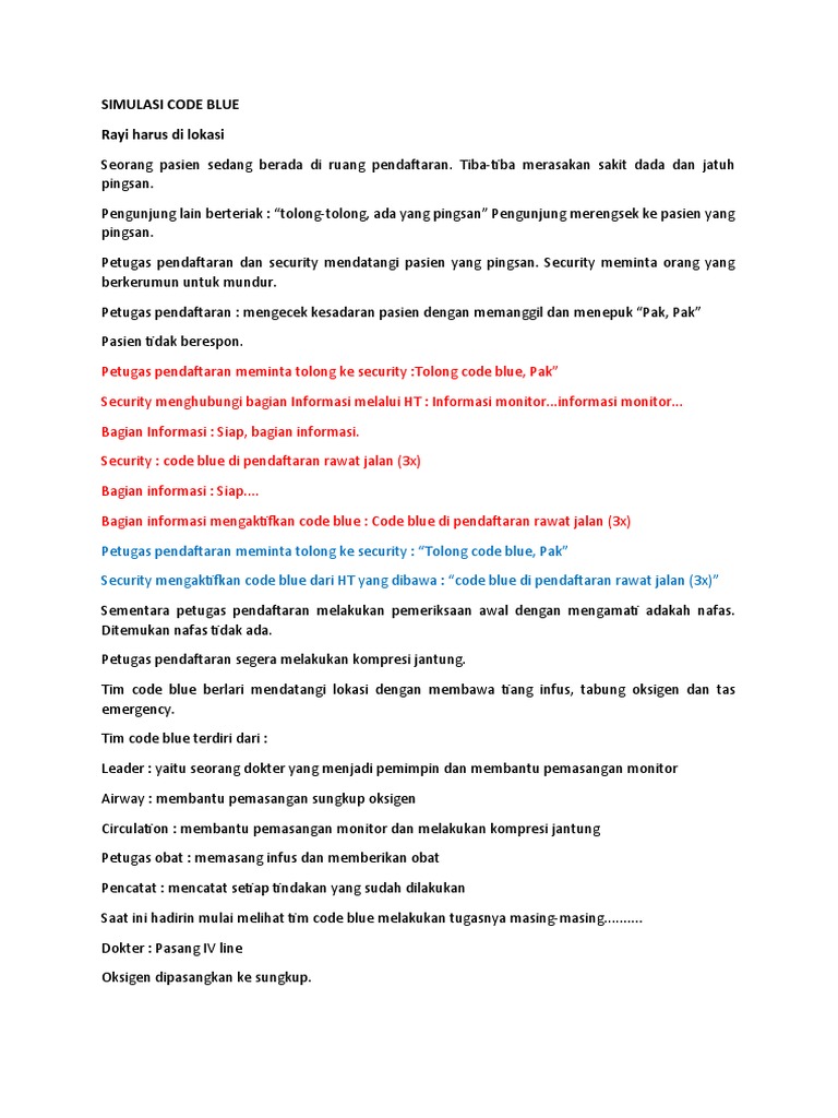 Simulasi Code Blue | PDF | Pengembangan Diri | Kesehatan Holistik