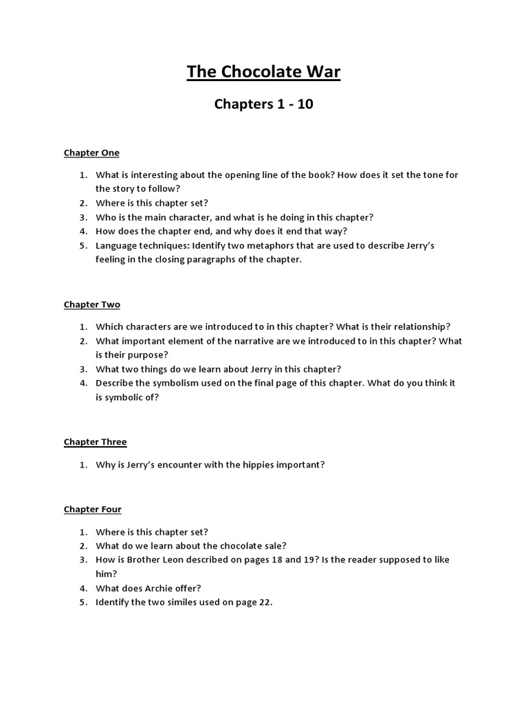The Chocolate War CHPT 1-10 | PDF
