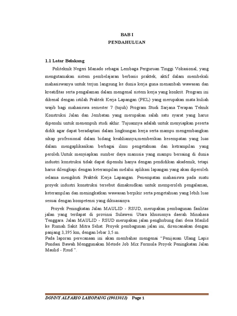 Laporan Perencanaan Dony | PDF