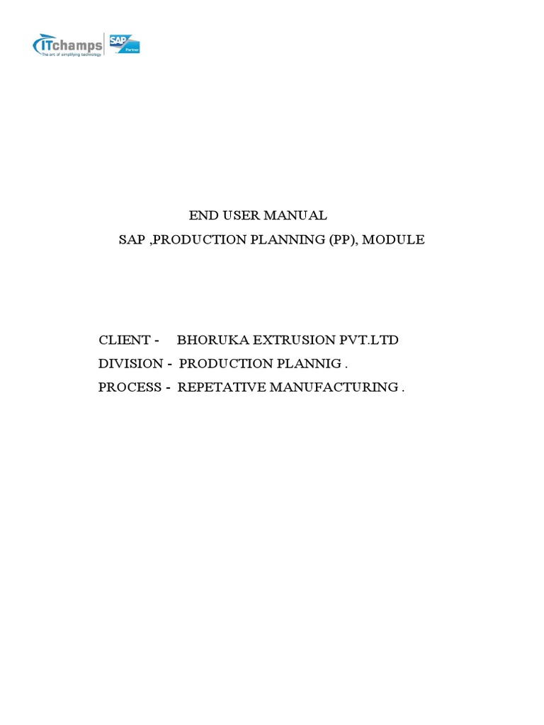 User Manual Sap PP End User | PDF | Computing
