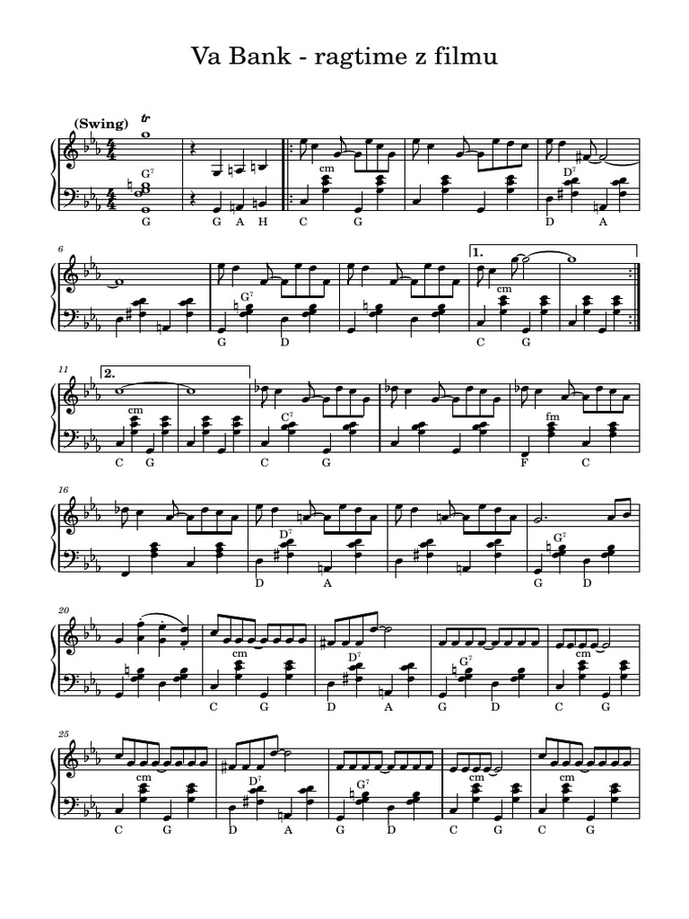 Va Bank Ragtime Sheet Music | PDF