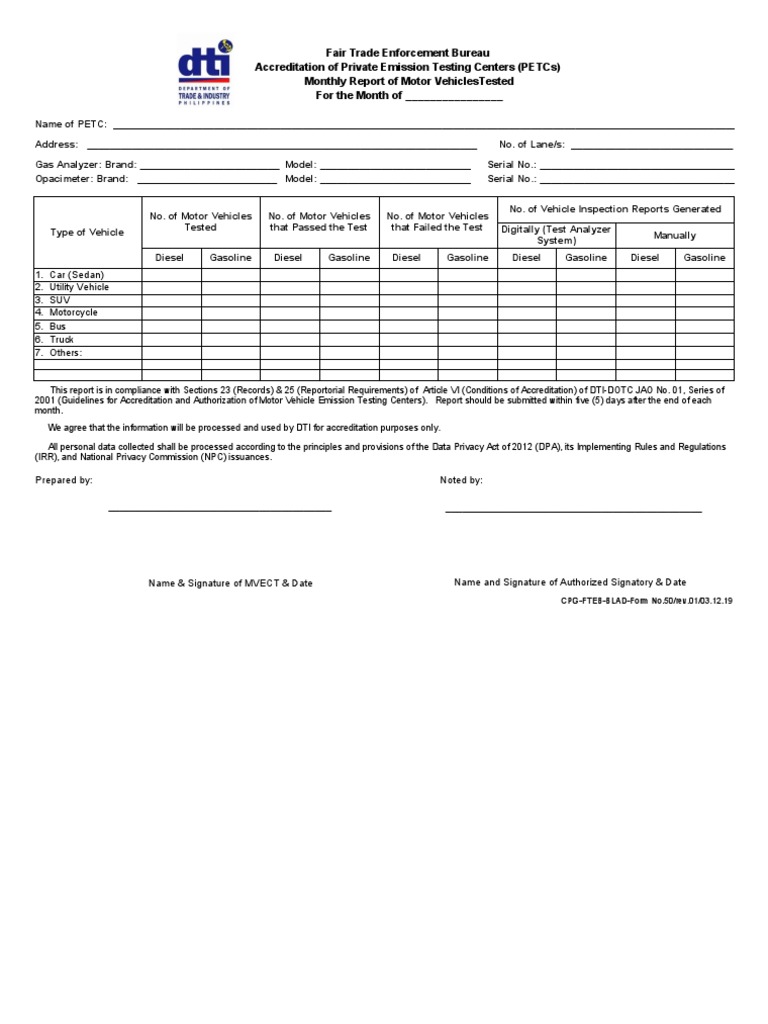 PETC - Blad.reporting Templates - Tests | PDF | Vehicles | Information ...