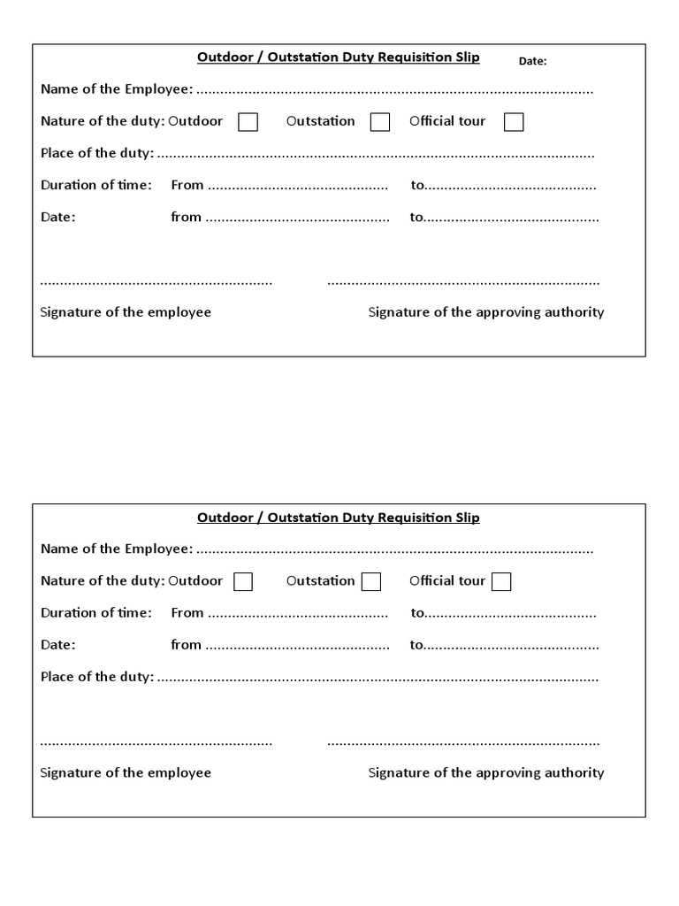Outdoor Duty Requisition Slip | PDF