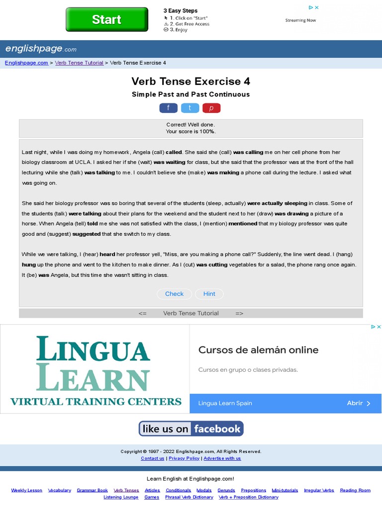 Simple Past and Past Continuous Exercise (4) ENGLISH PAGE | PDF | Verb | English Language