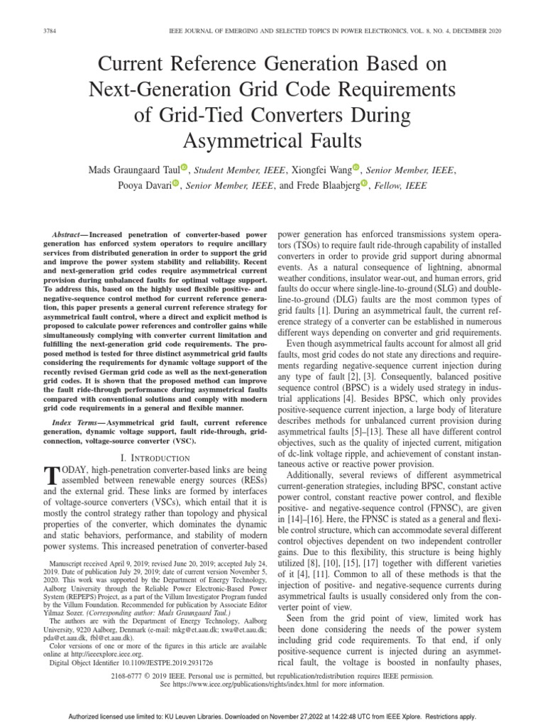Current Reference Generation Based On Next-Generation Grid Code ... Current Reference Generation Based On Next-Generation Grid Code ...