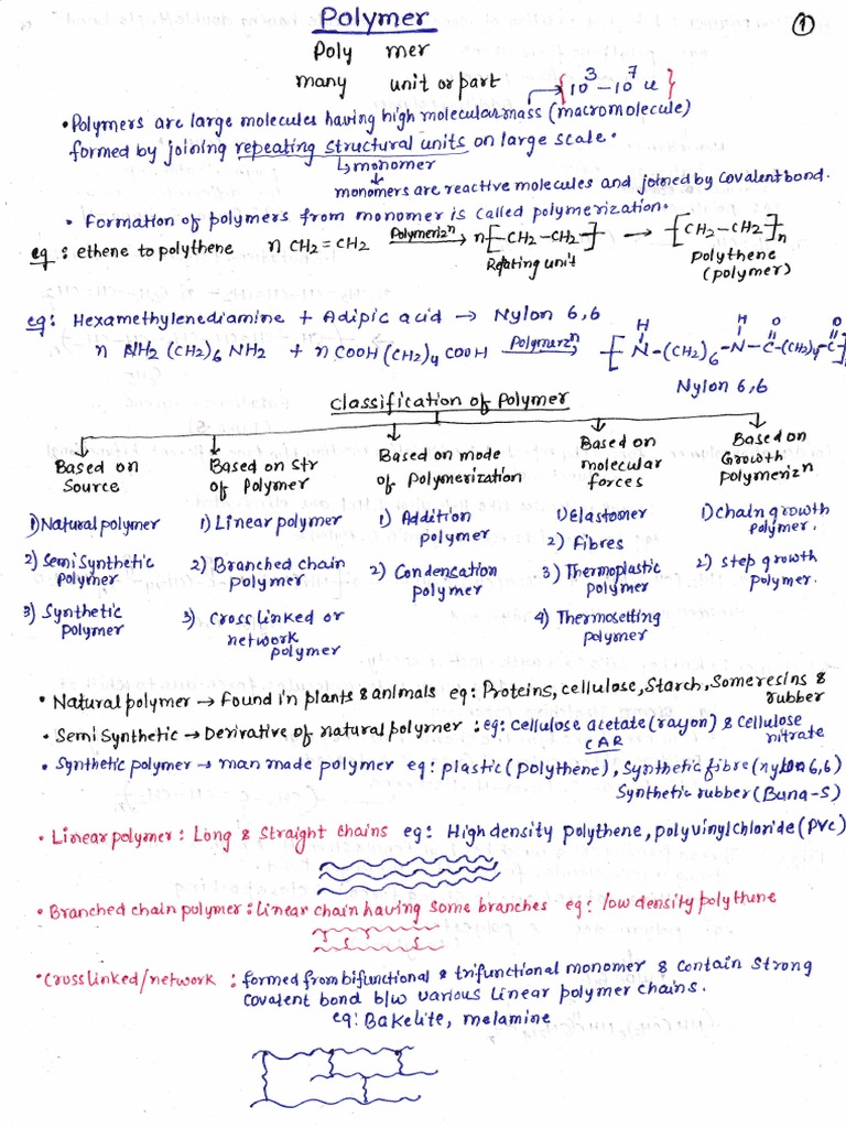 Polymer Handwritten Notes Jeeneetguru | PDF