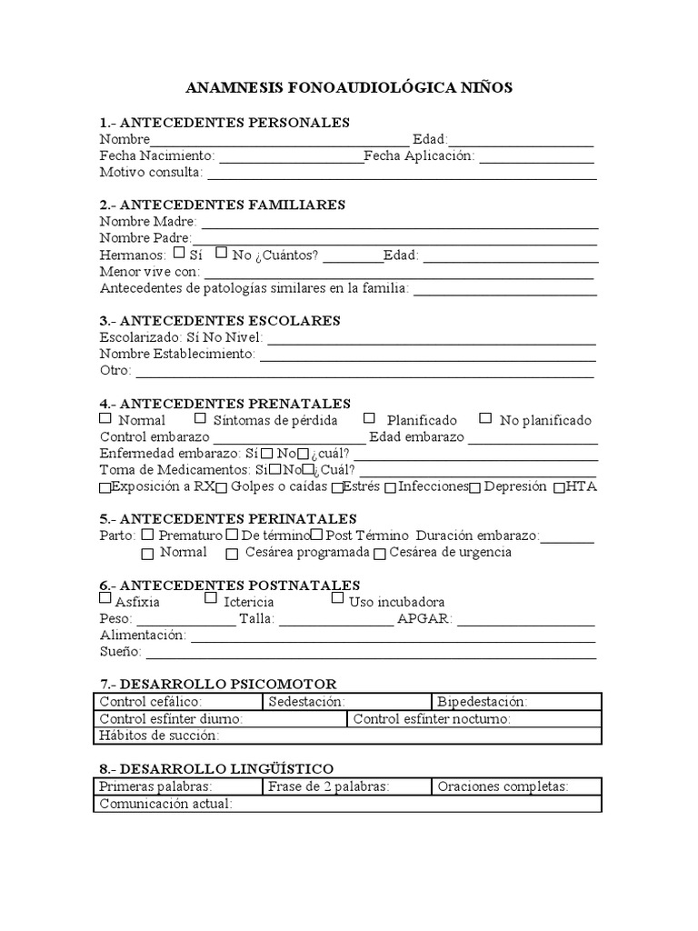 Anamnesis Niños NUEVA | PDF