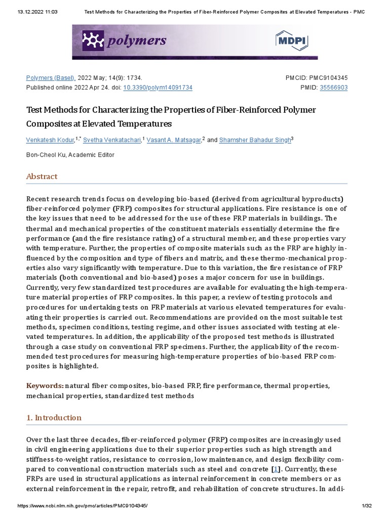 Test Methods For Characterizing The Properties of Fiber-Reinforced ...