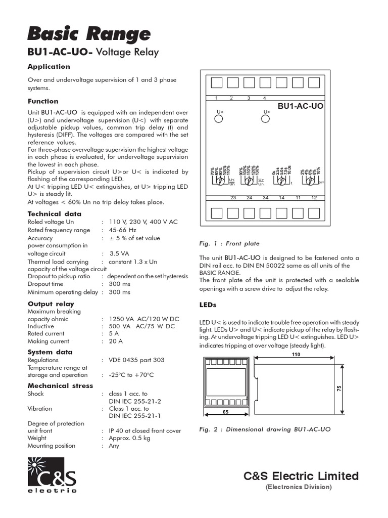 Bu1 Ac Uo 1 Uv Relay | PDF | Alternating Current | Relay