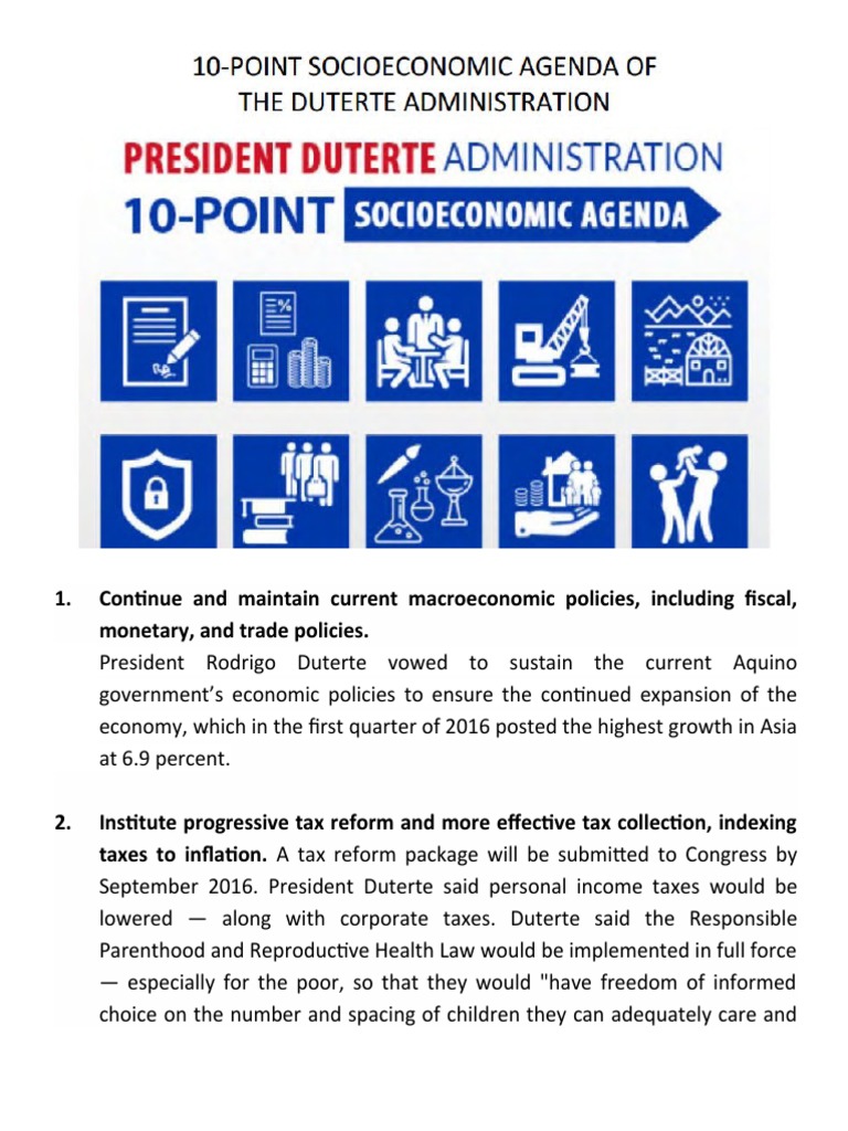 10 Point Socioeconomic Agenda of Duterte Administration | PDF | Rodrigo ...