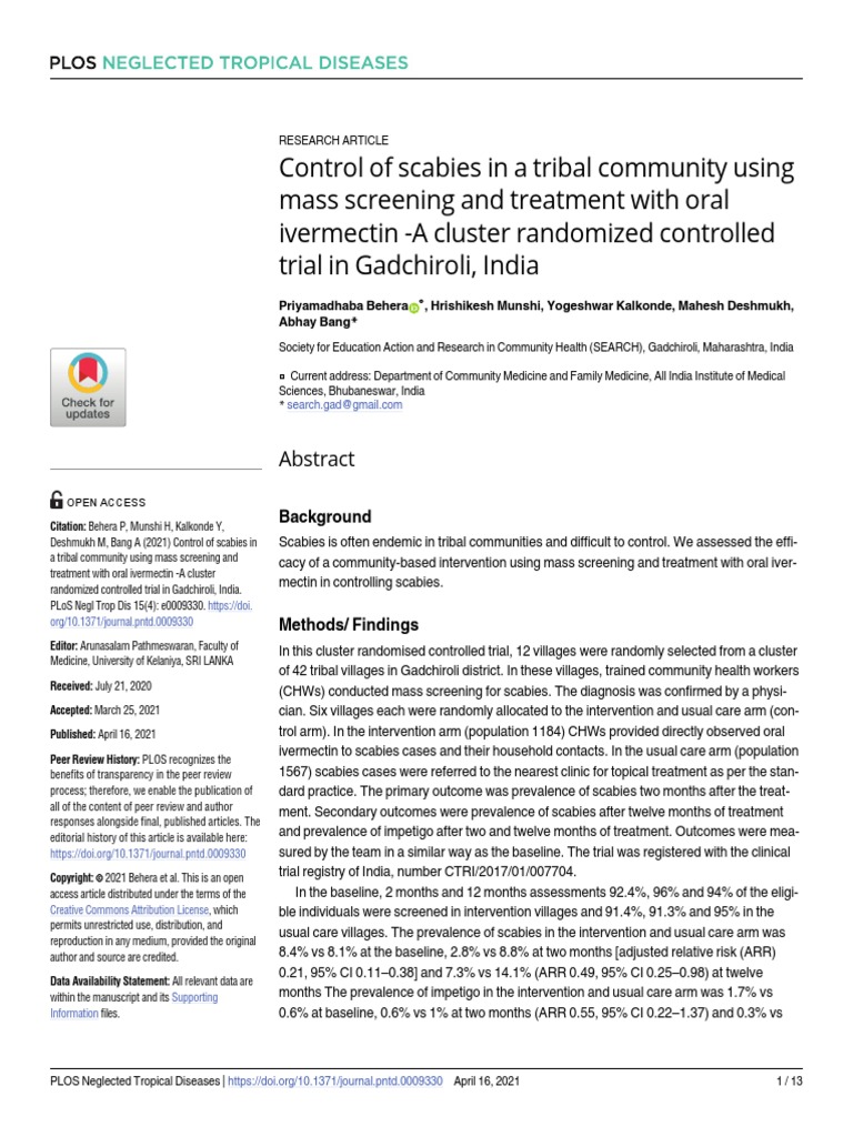 SCABIES | PDF | Screening (Medicine) | Health Sciences