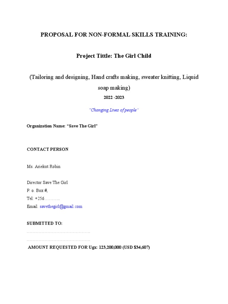 Save The Girl Project Proposal | PDF | Economies