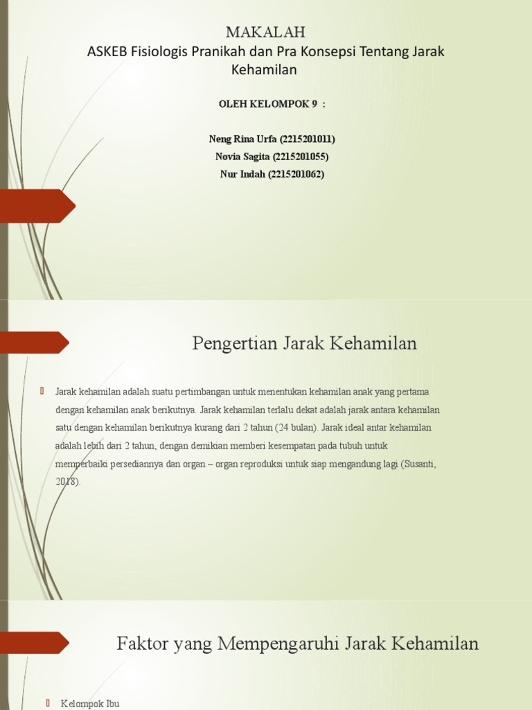 Pranikah Jarak Kehamilan Kelompok 9 | PDF